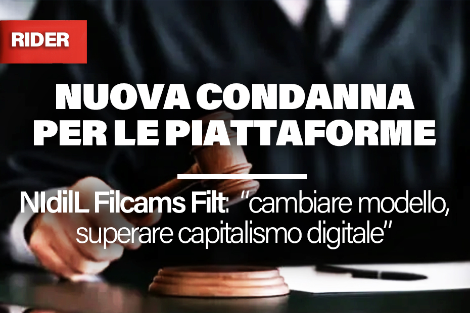 RIDER. A TORINO, NUOVA CONDANNA PER PIATTAFORME FOOD DELIVERY - NIdiL CGIL